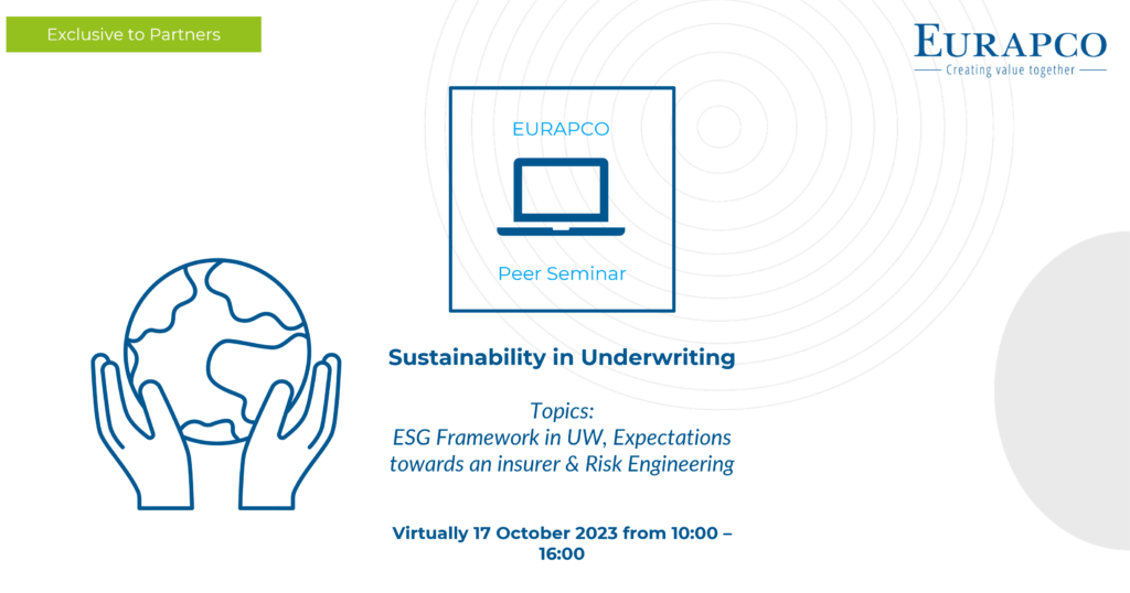 Peer Seminar: Sustainability in Underwriting - Eurapco | Creating Value Together
